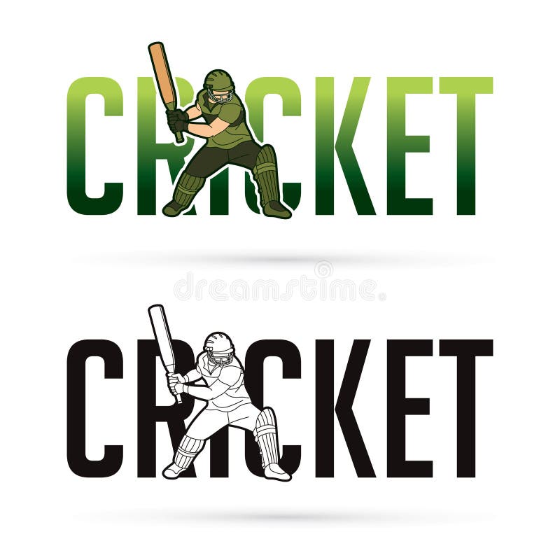 Font Cricket with Cricketer Players Action Cartoon Sport Graphic Stock ...