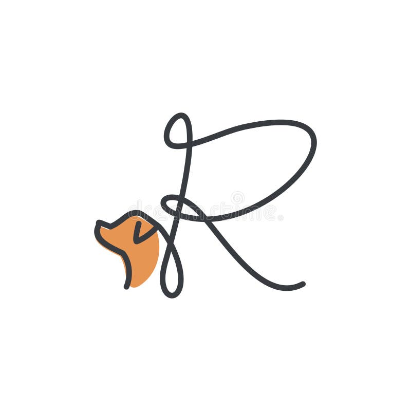 Initial Logo Letter R Handwriting Dog. Stock Vector - Illustration of ...