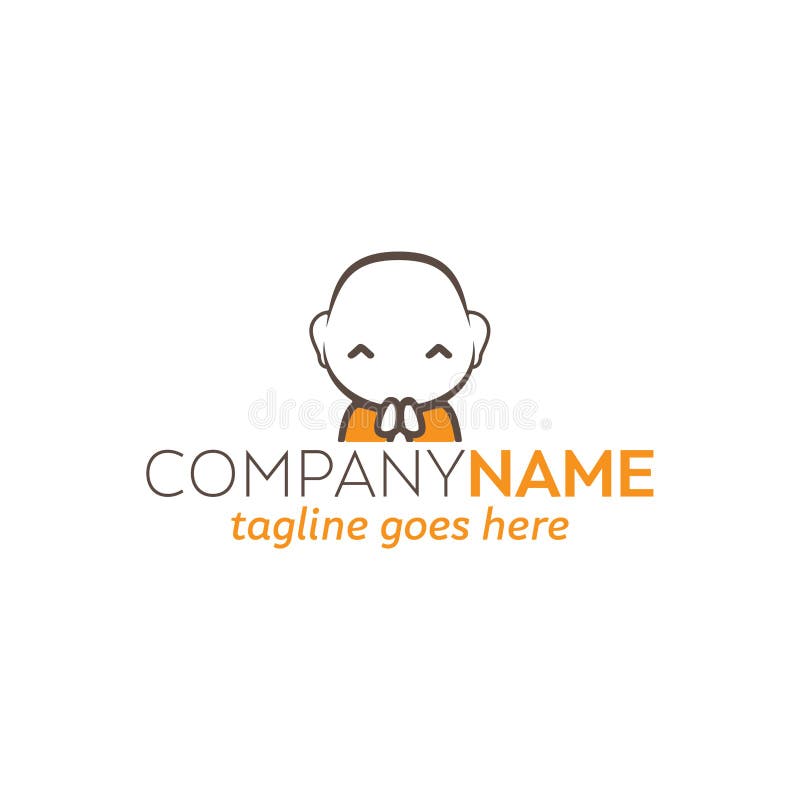 Creative and Cute Monk Logo Design, Vector Stock Vector - Illustration ...