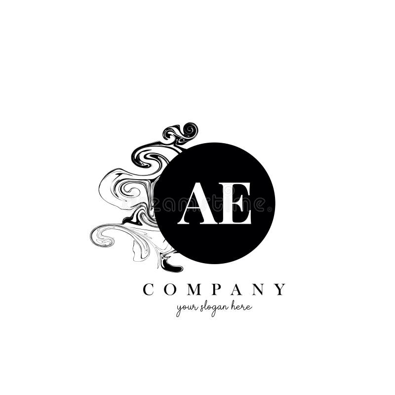 AE Initial Letter Logo Design with Ink Cloud Flowing Texture Vector ...
