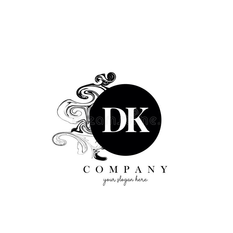 DK Initial Letter Logo Design with Ink Cloud Flowing Texture Vector ...