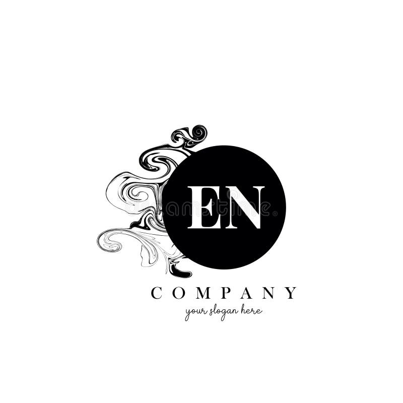 EN Initial Letter Logo Design with Ink Cloud Flowing Texture Vector ...