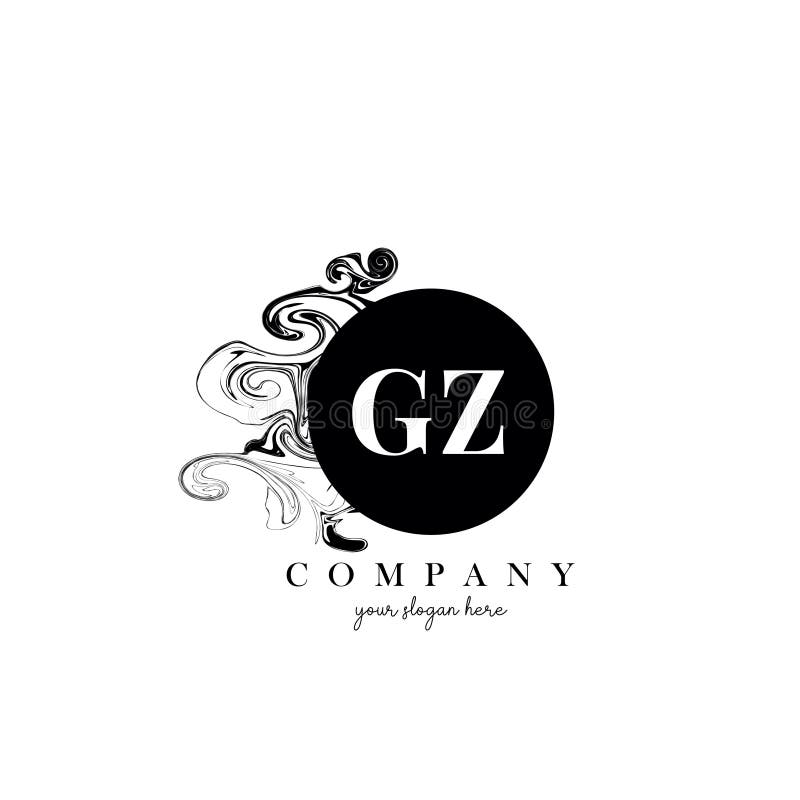 GZ Initial Letter Logo Design with Ink Cloud Flowing Texture Vector ...