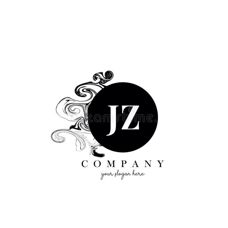JZ Initial Letter Logo Design with Ink Cloud Flowing Texture Vector ...