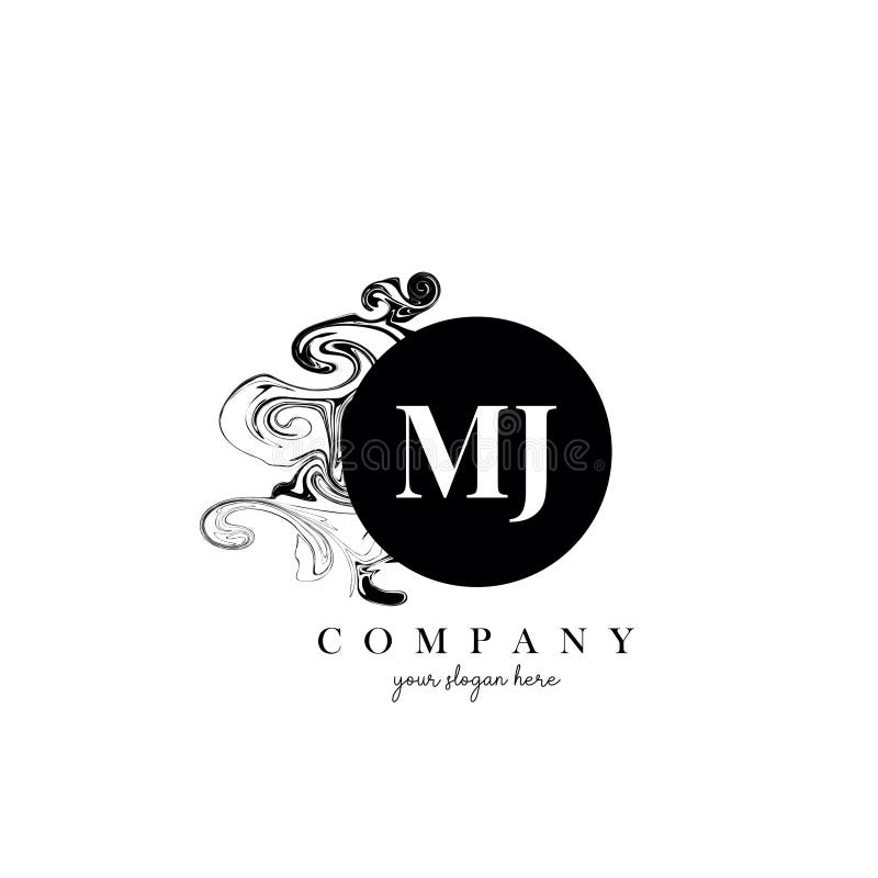 MJ Initial Letter Logo Design with Ink Cloud Flowing Texture Vector ...