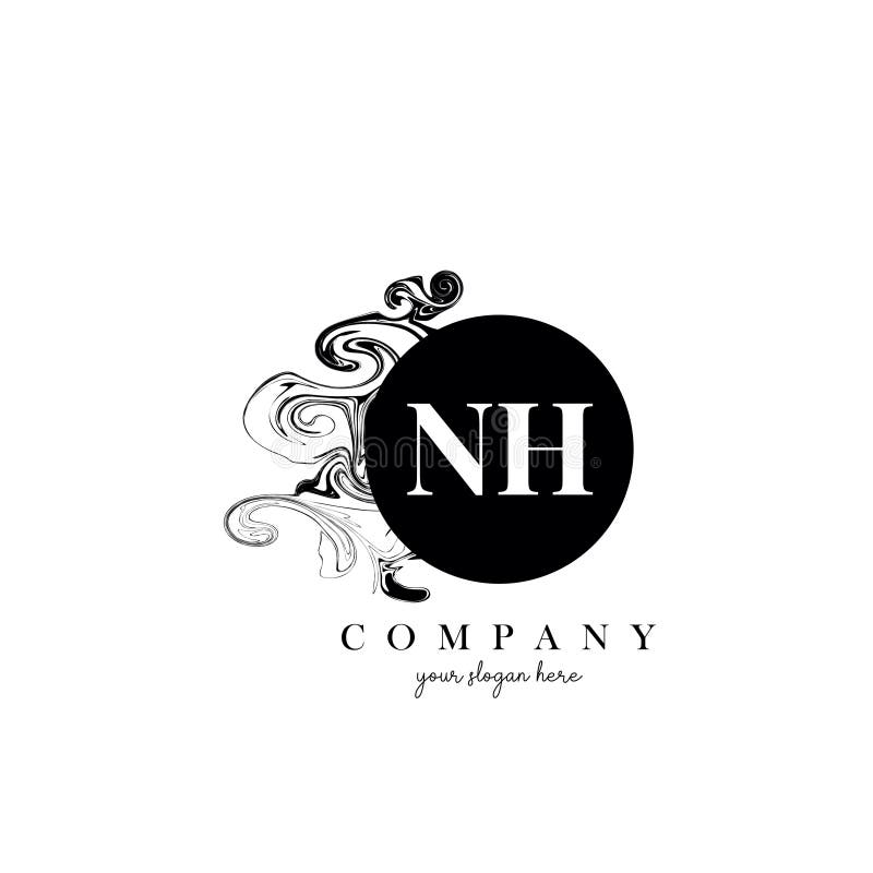 NH Initial Letter Logo Design with Ink Cloud Flowing Texture Vector ...