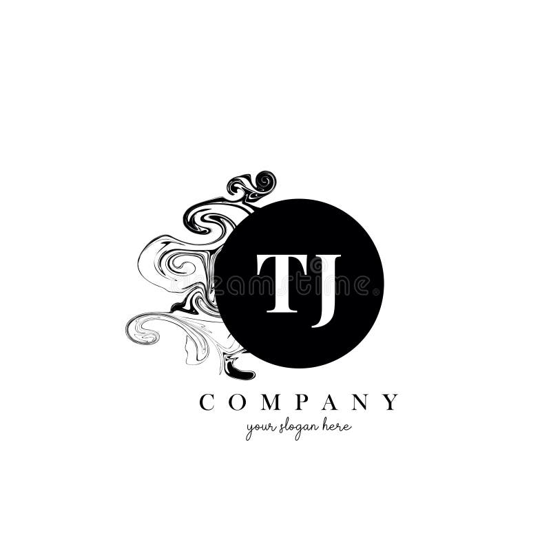 TJ Initial Letter Logo Design with Ink Cloud Flowing Texture Vector ...