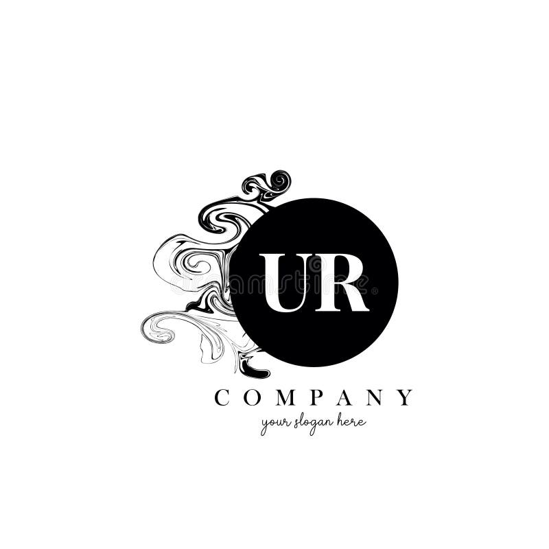UR Initial Letter Logo Design with Ink Cloud Flowing Texture Vector ...