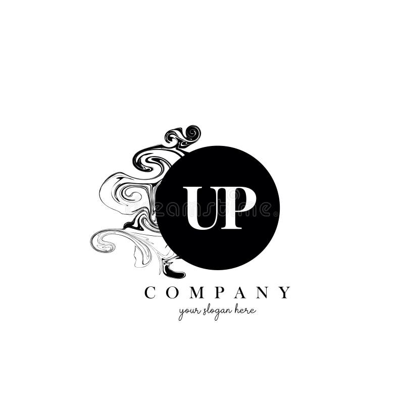 UP Initial Letter Logo Design with Ink Cloud Flowing Texture Vector ...