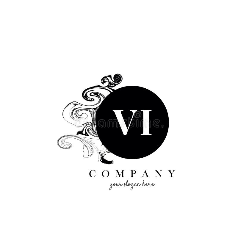 VI Initial Letter Logo Design with Ink Cloud Flowing Texture Vector ...