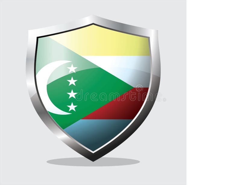 Icon of the Comoros Country Flag Shield Stock Vector - Illustration of ...