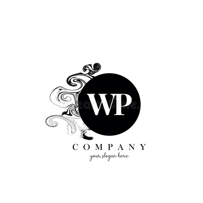 WP Initial Letter Logo Design with Ink Cloud Flowing Texture Vector ...