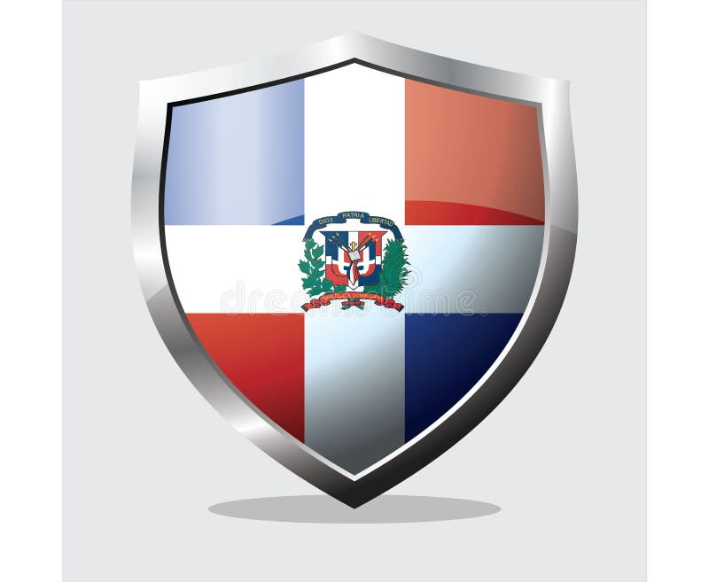 Dominican Republic Country Flag Shield Icon Stock Vector - Illustration ...