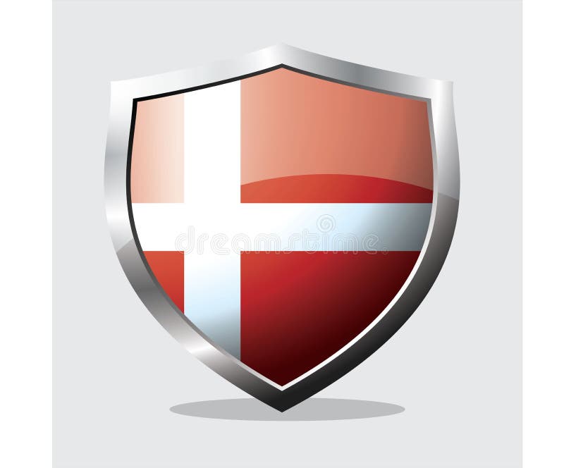 Denmark Flag Country Shield Icon Stock Vector - Illustration of graphic ...