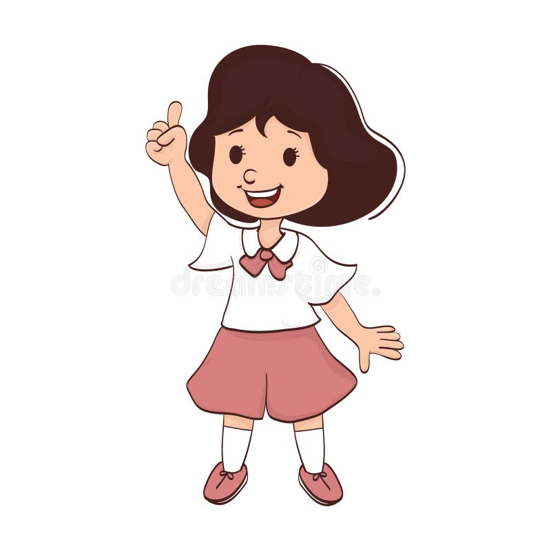 Pointing Upwards. Little Girl Pointing Upwards Stock Vector ...