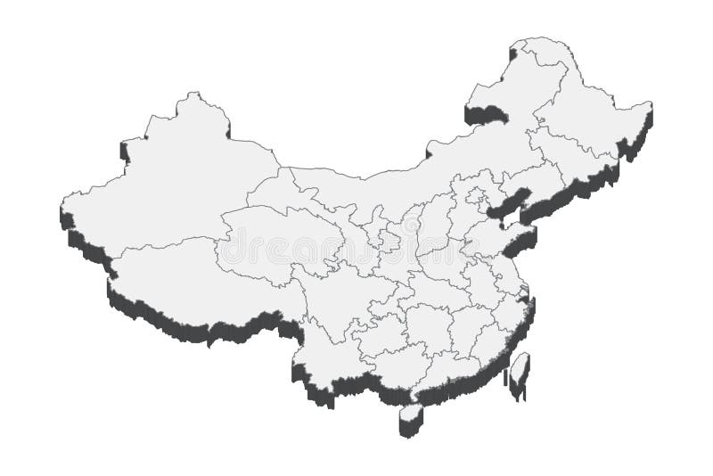 3d China Map Outline In Chinese - Map