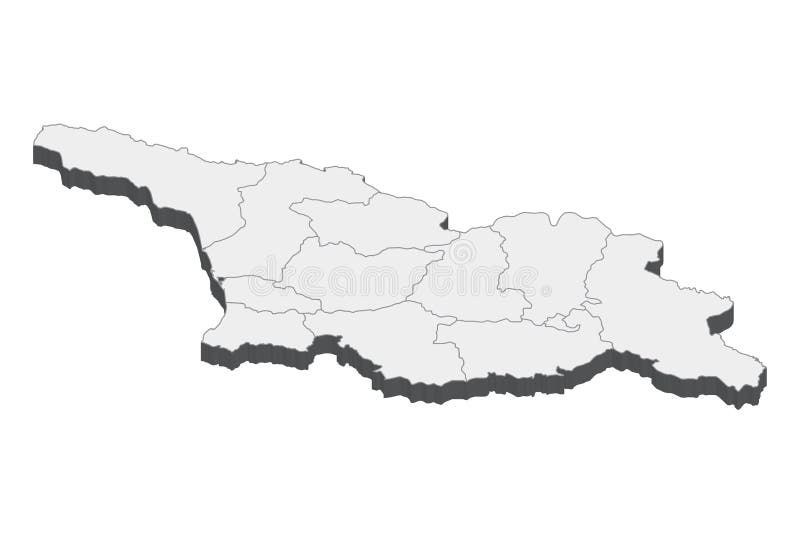 Georgia Map in 3D. 3d Map with Borders of Regions. Stock Illustration ...