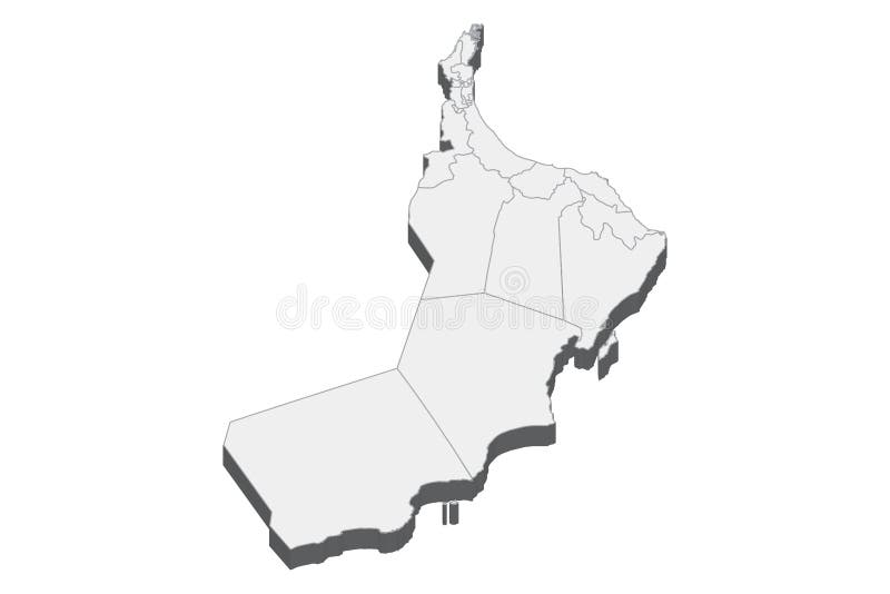 Oman Map in 3D. 3d Map with Borders of Regions. Stock Illustration ...