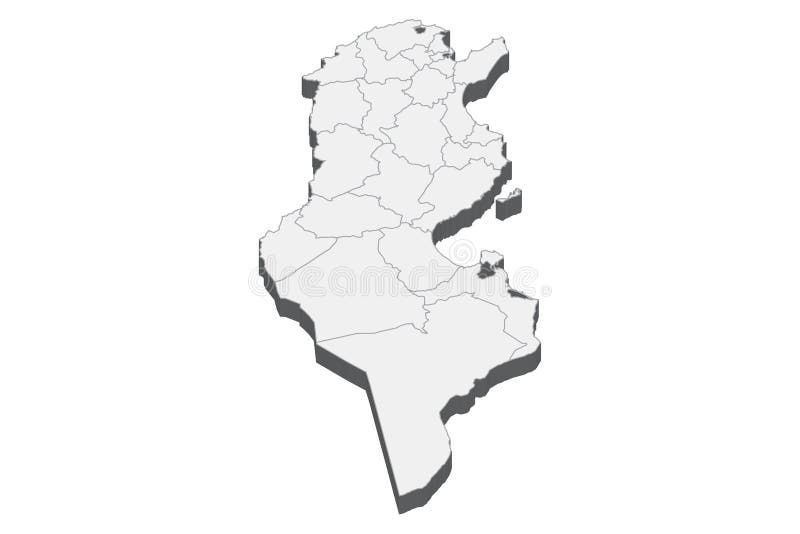 Blank Map Tunisia. High Quality Map Of Tunisian Republic With Provinces ...