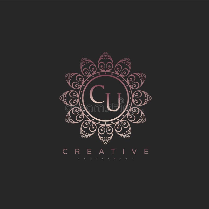 Letter CU Elegant Initial Logo Lotus Vector Stock Vector - Illustration ...