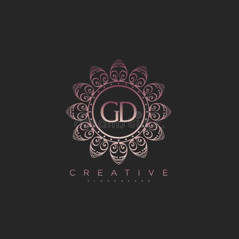 Letter GD Elegant Initial Logo Lotus Vector Stock Vector - Illustration ...