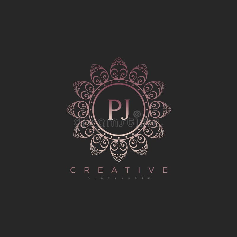 Letter PJ Elegant Initial Logo Lotus Vector Stock Vector - Illustration ...