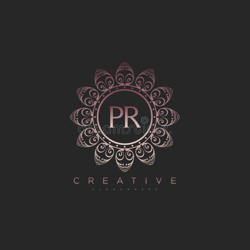 Letter PR Elegant Initial Logo Lotus Vector Stock Vector - Illustration ...