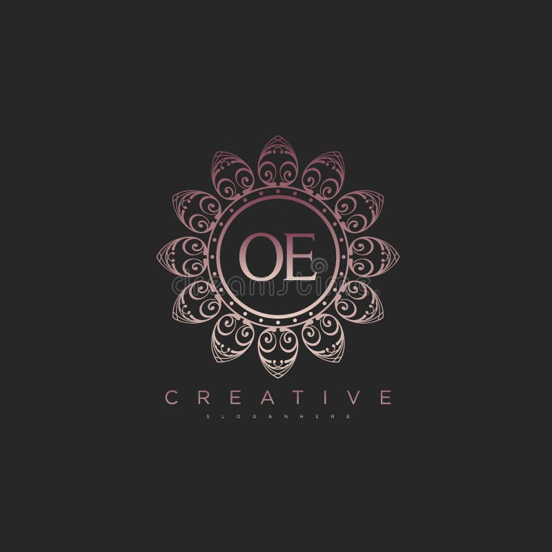 Letter OE Elegant Initial Logo Lotus Vector Stock Vector - Illustration ...