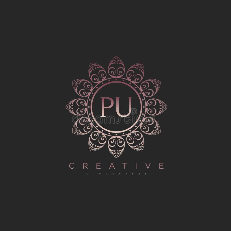 Letter PU Elegant Initial Logo Lotus Vector Stock Vector - Illustration ...
