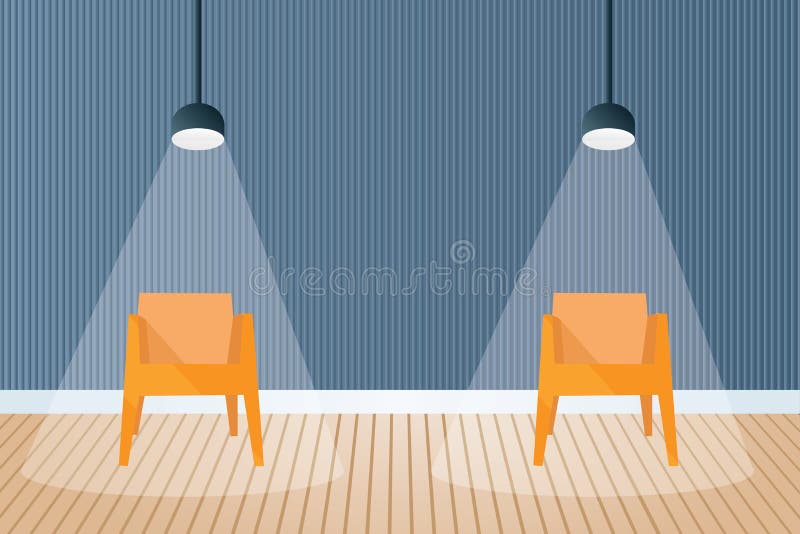 Two Chairs Far Apart Under Spotlight in Room Stock Illustration ...