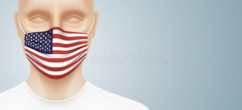 Man with USA Flag Face Mask. Vector Banner. Stock Vector - Illustration ...