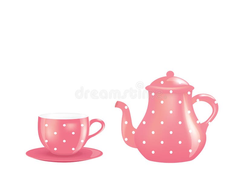 Pink tea pot and cup stock vector. Illustration of beverage - 178815090