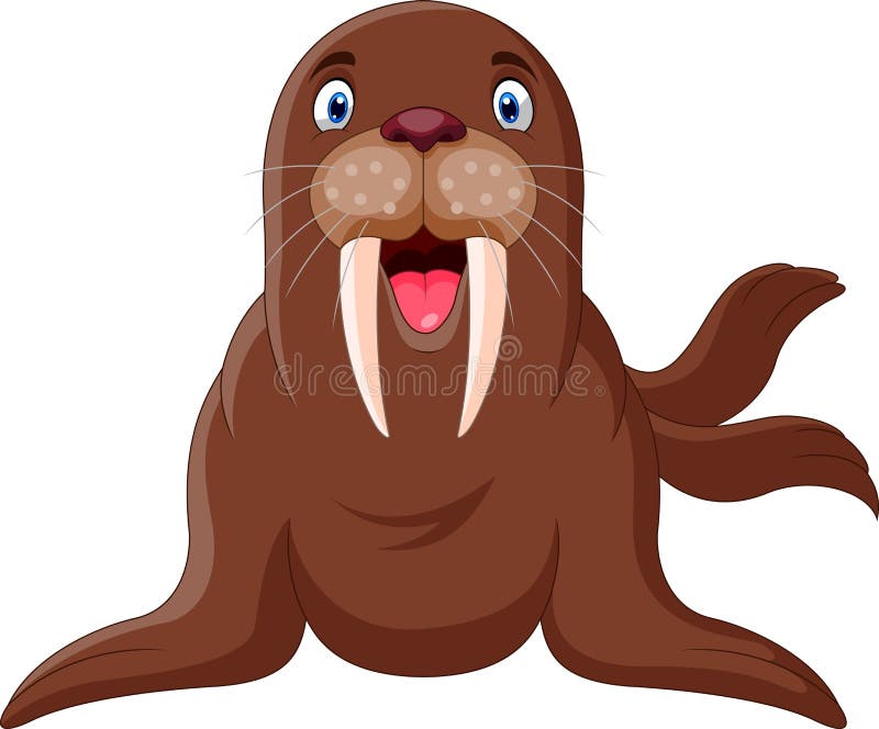 Cute Cartoon Walrus Happy a Smile Stock Vector - Illustration of chubby ...