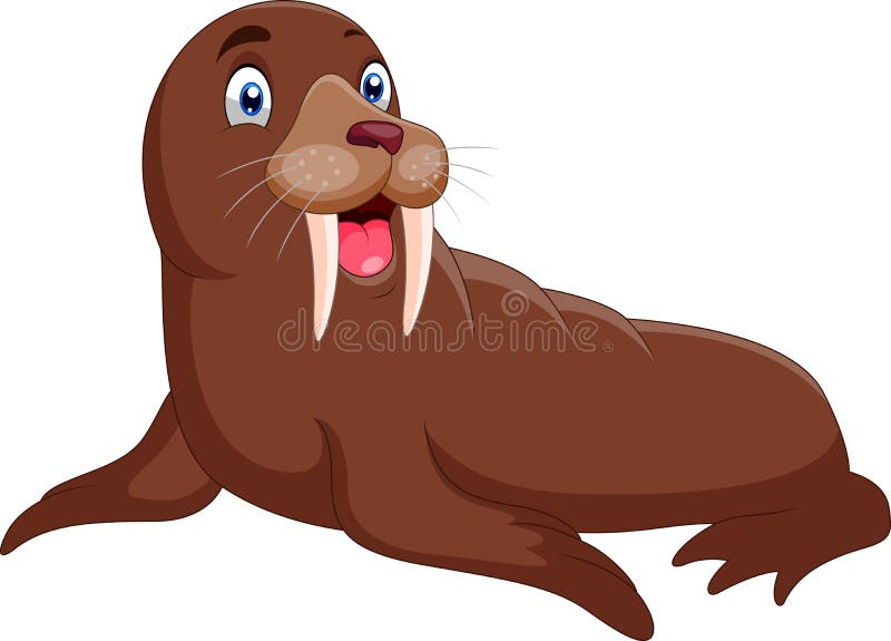 Cute Cartoon Walrus Happy a Smile Stock Vector - Illustration of arctic ...