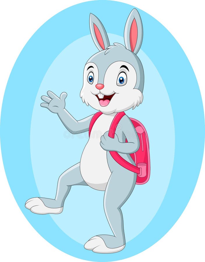 Funny Rabbit Cartoon Going To School Stock Vector - Illustration of ...