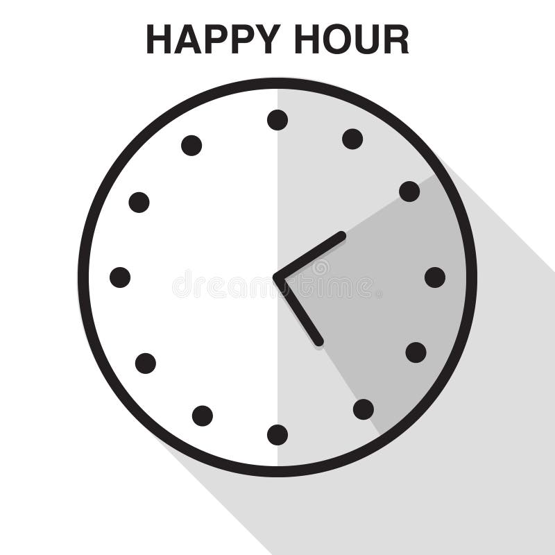 Happy Hour Flat Icon Design. Clock Icon in Flat Style, Timer on Blue ...