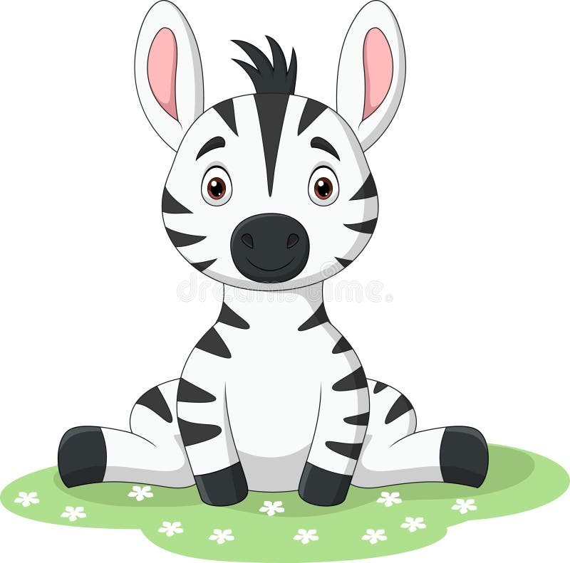 Cute Baby Zebra Sitting in the Grass Stock Vector - Illustration of ...