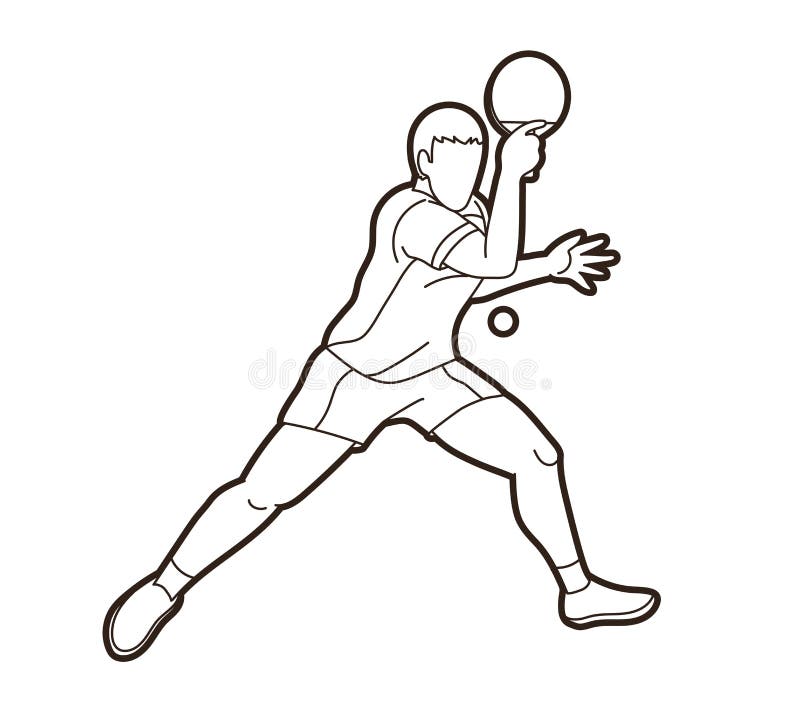 Ping Pong Player, Table Tennis Action Cartoon Graphic Stock Vector ...