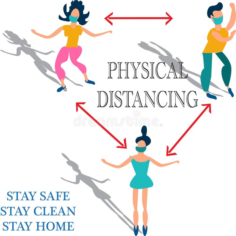 Physical Distancing Sign and Illustration Stock Vector - Illustration ...