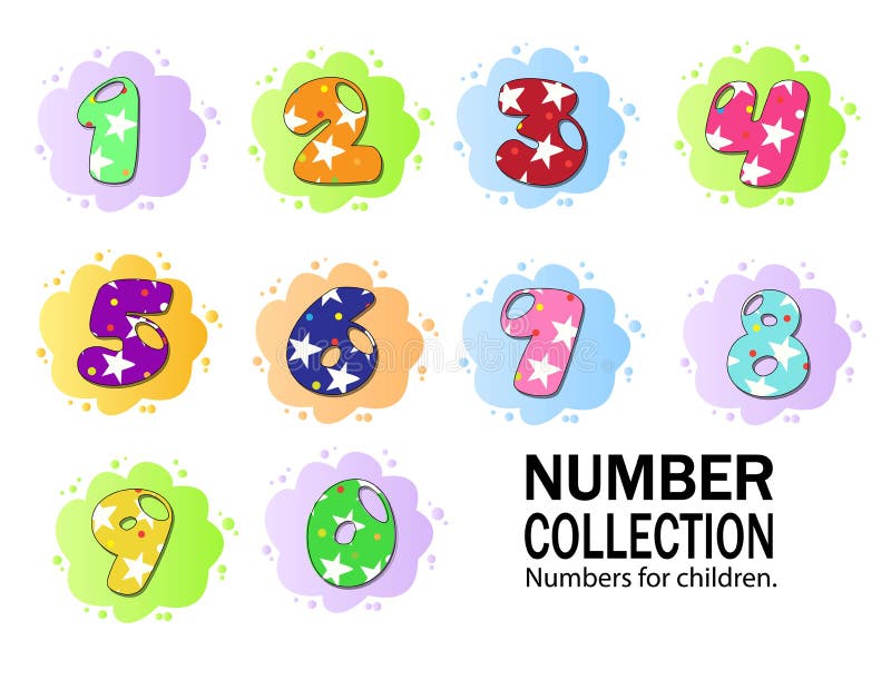 Cartoon Fonts Set Numbers 1 To 9 Stock Illustration - Illustration of ...