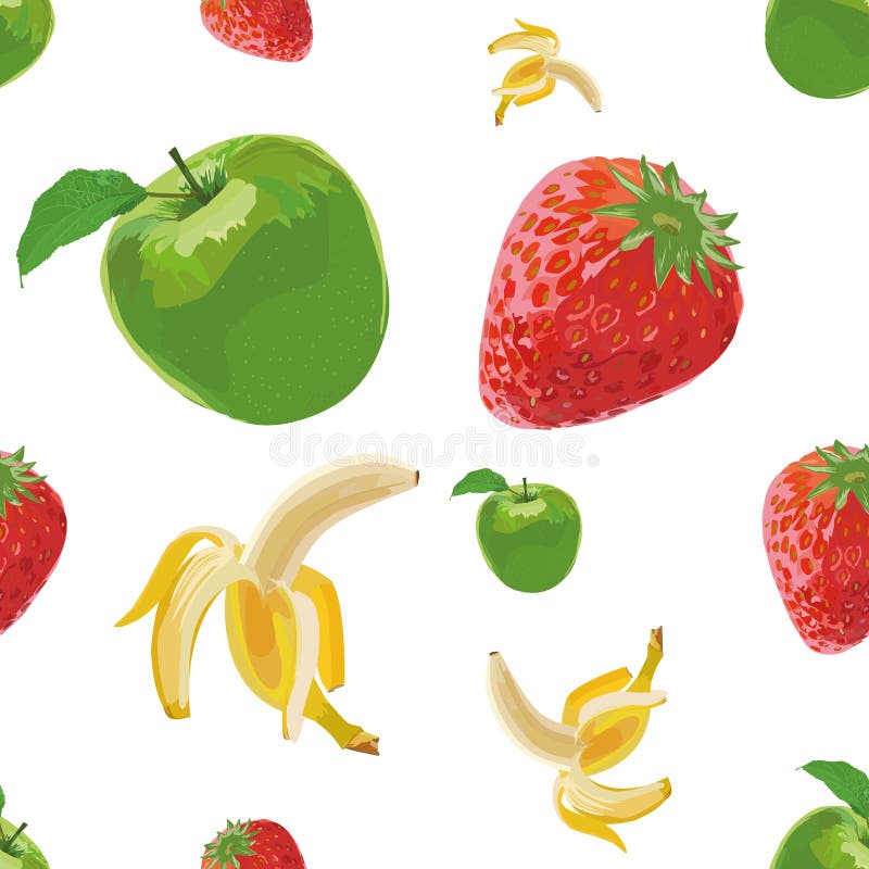 3D Seamless Vector Fruits and Berry Pattern Stock Vector - Illustration ...