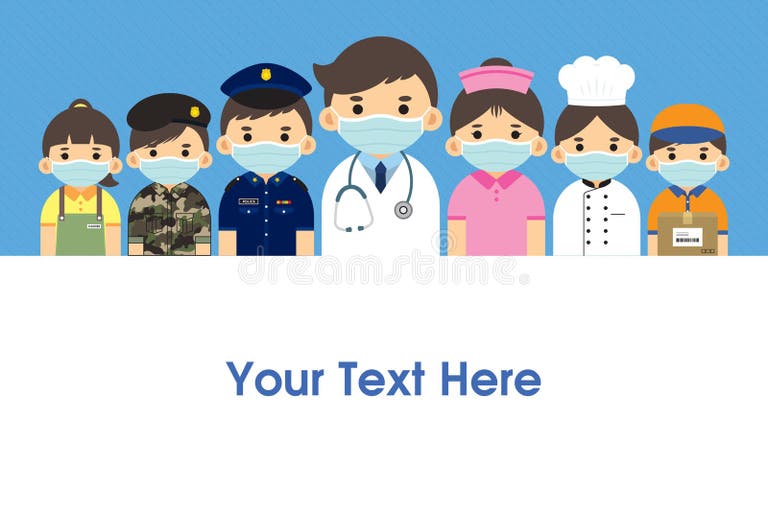 The Covid-19 Frontline Workers Flat Design Stock Vector - Illustration ...