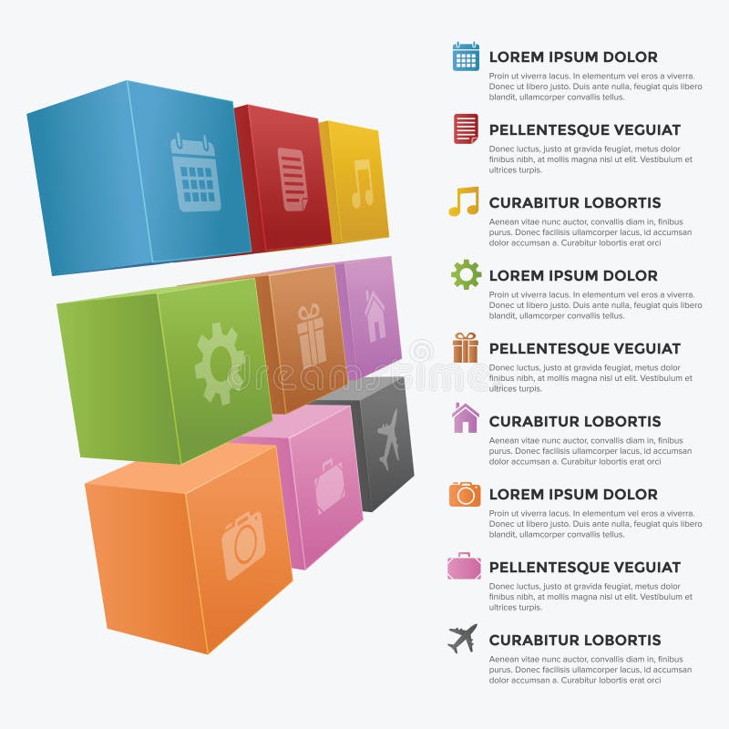 Infographic 3D Block stock vector. Illustration of house - 179243438