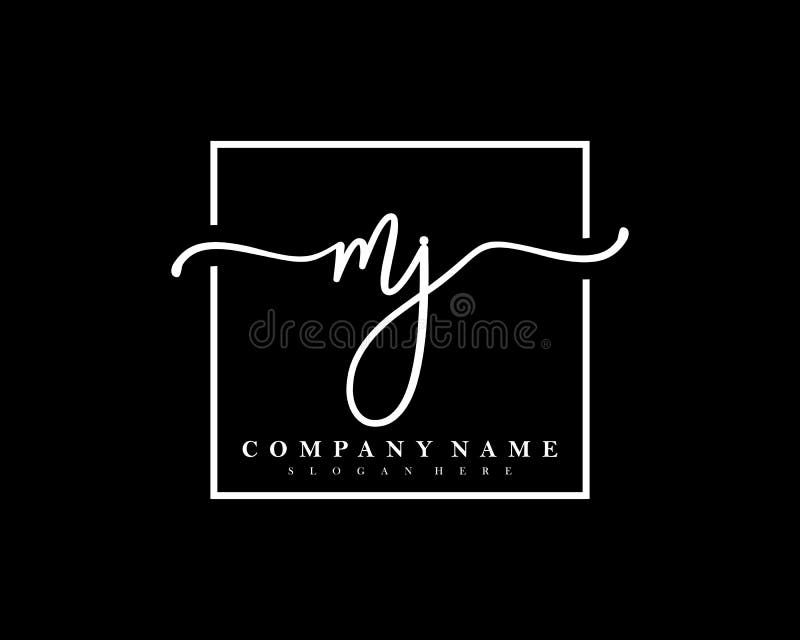 MJ Initial Handwriting with Square Frame Stock Vector - Illustration of ...