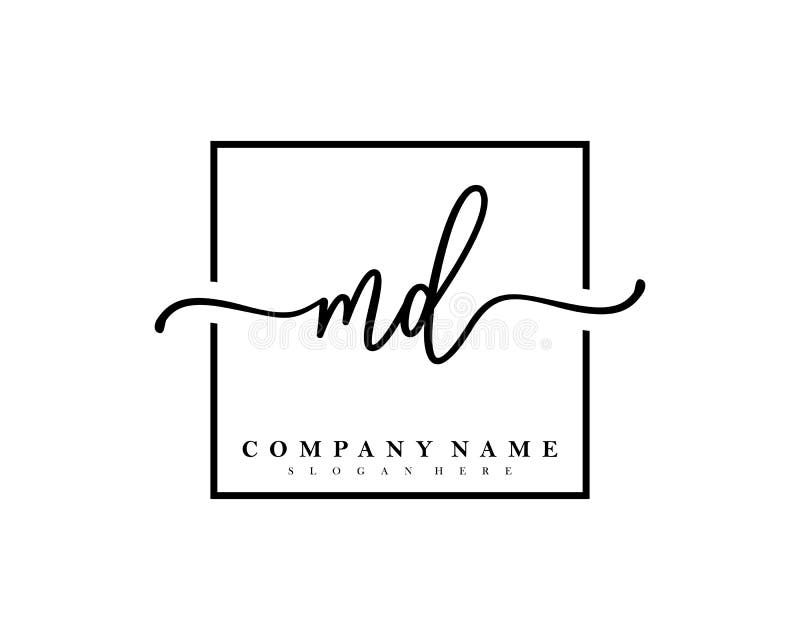 MD Initial Handwriting with Square Frame Stock Vector - Illustration of ...