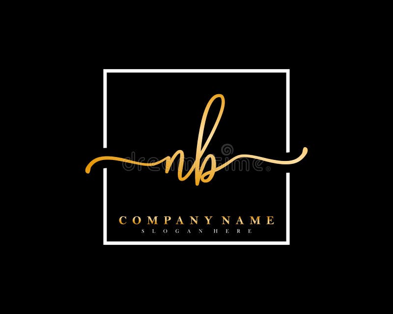 NB Initial Handwriting with Square Frame Stock Vector - Illustration of ...