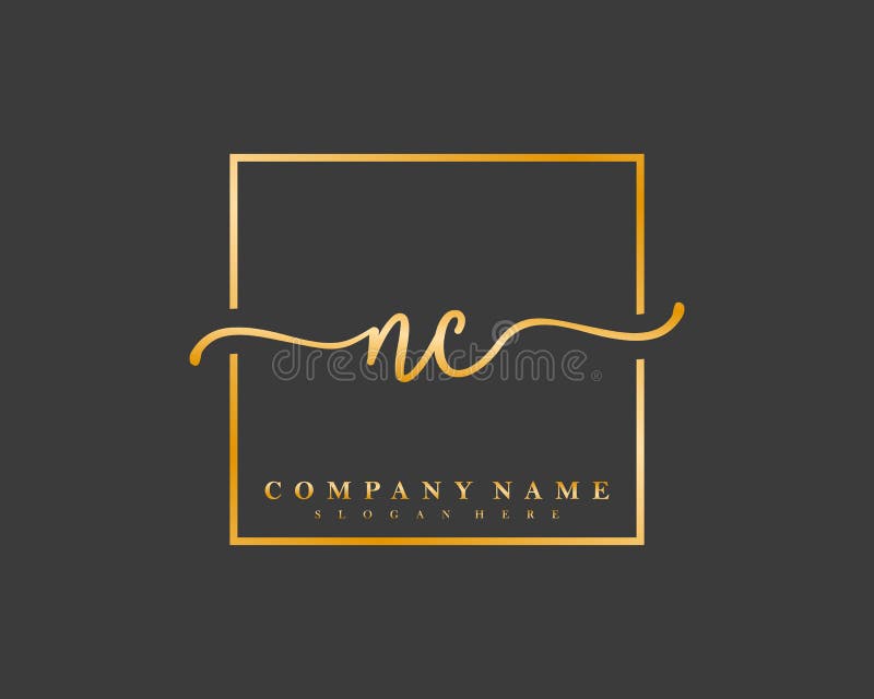NC Initial Handwriting with Square Frame Stock Vector - Illustration of ...