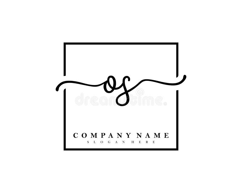 OS Initial Handwriting with Square Frame Stock Vector - Illustration of ...