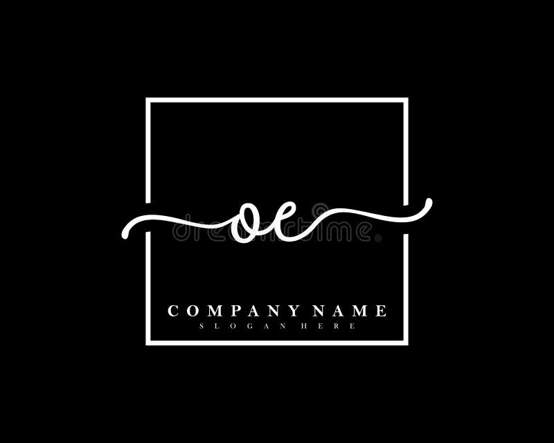 OE Initial Handwriting with Square Frame Stock Vector - Illustration of ...