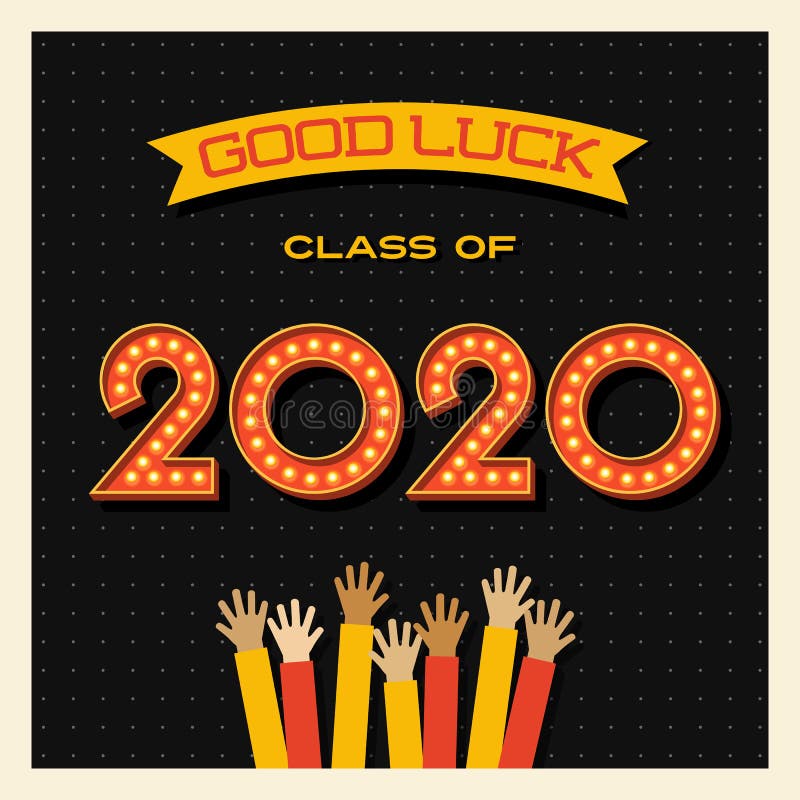 2020 Graduation Greeting Card or Banner Design with Vintage Light Bulb ...